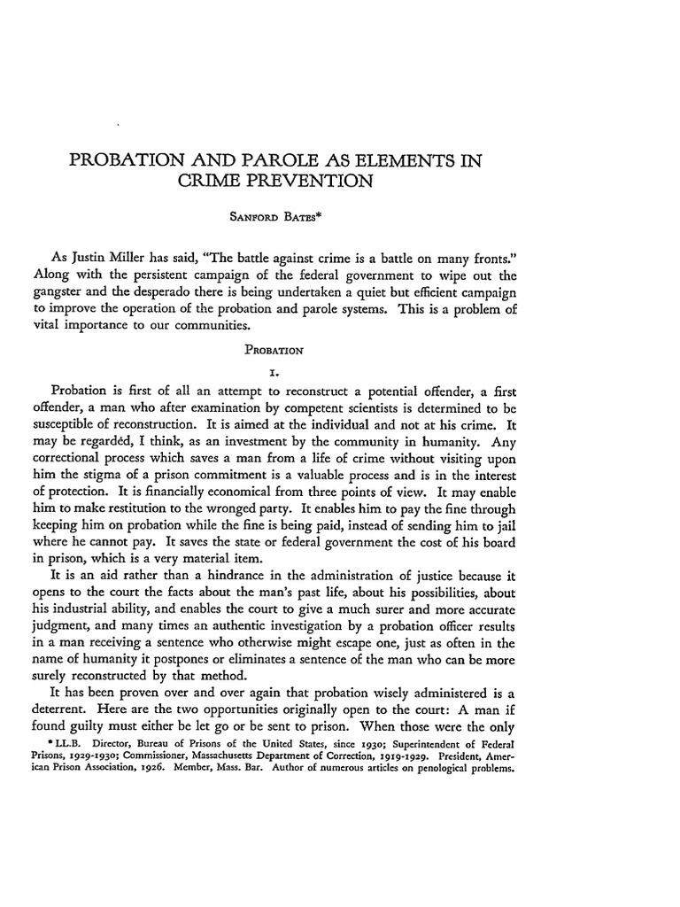 Crime Prevention: Probation & Parole | PDF | Parole | Probation