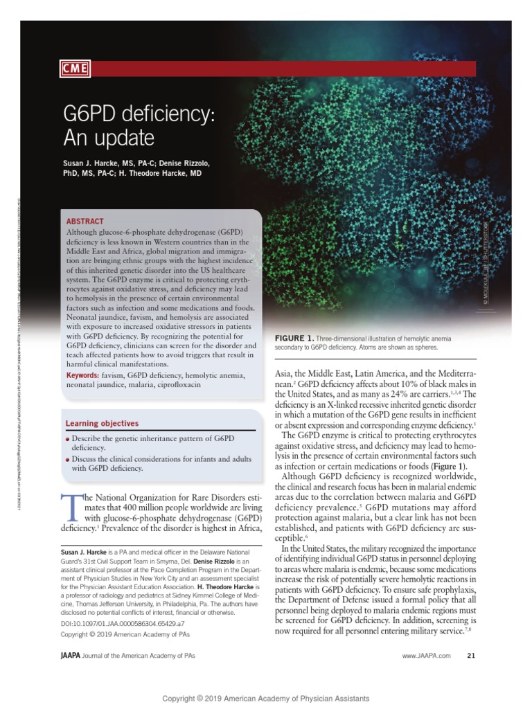 G6PD Defi Ciency: An Update: CME CME | PDF | Medical Specialties | Biology