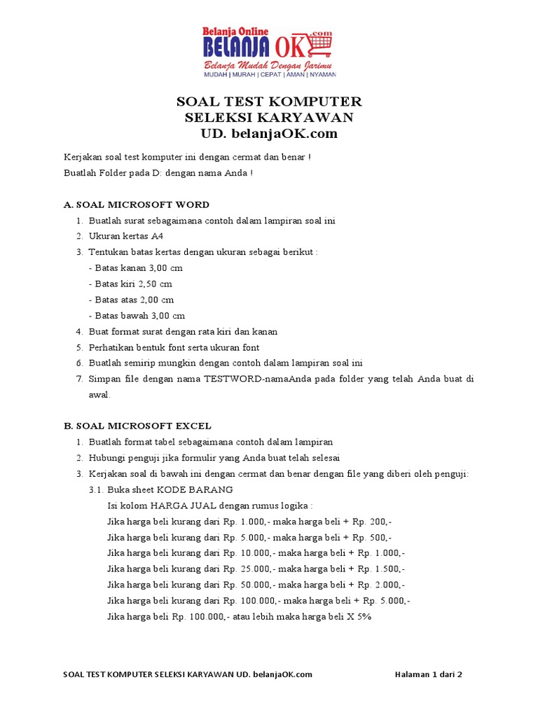 Soal Test Komputer | PDF | Karier & Perkembangan