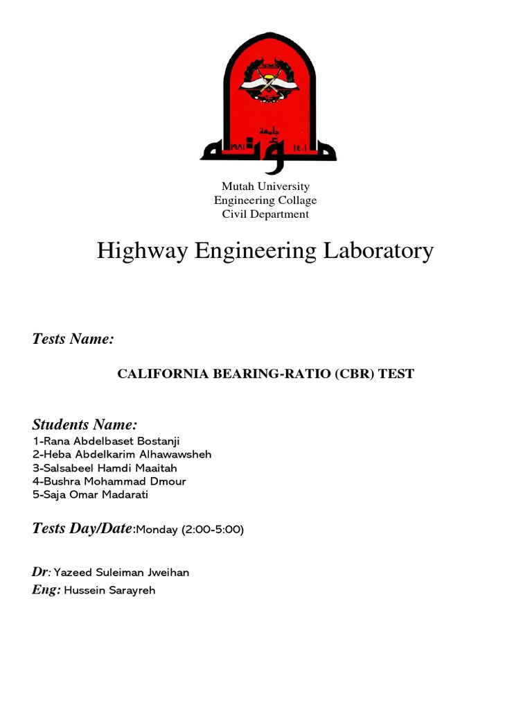 Highway Engineering Laboratory: Tests Name | PDF | Density | Materials