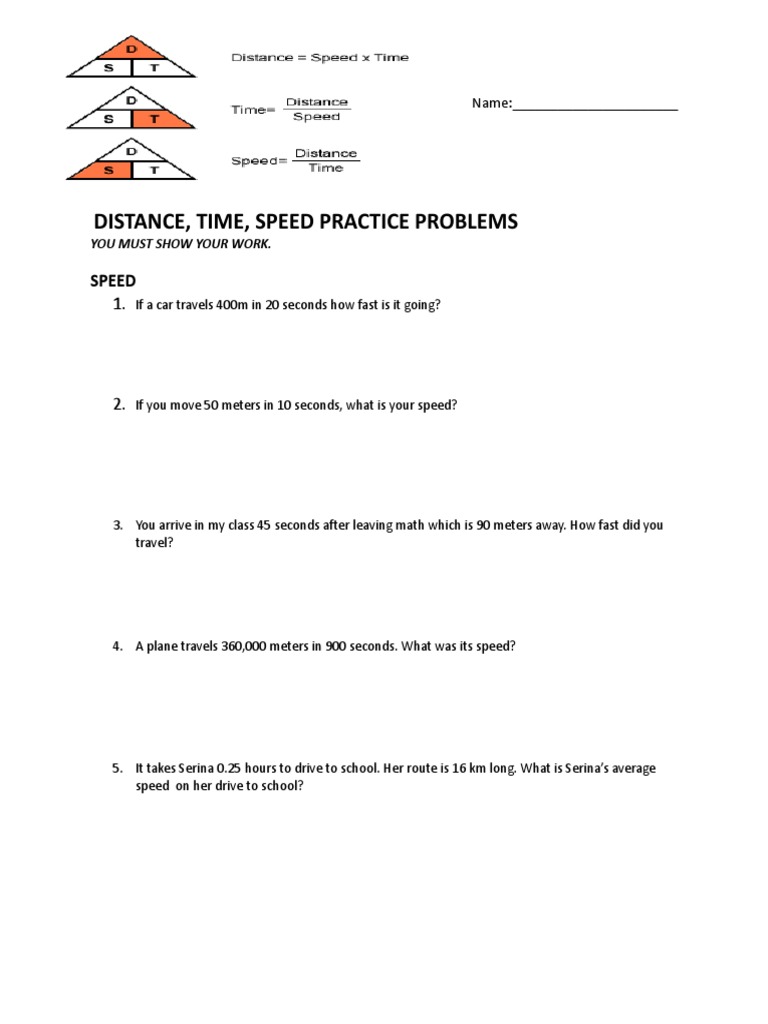 Speed, Time, and Distance Exercises | PDF
