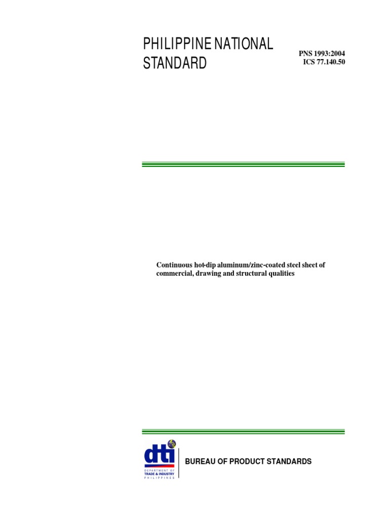Philippine National Standard: PNS 1993:2004 ICS 77.140.50 | PDF | Sheet ...