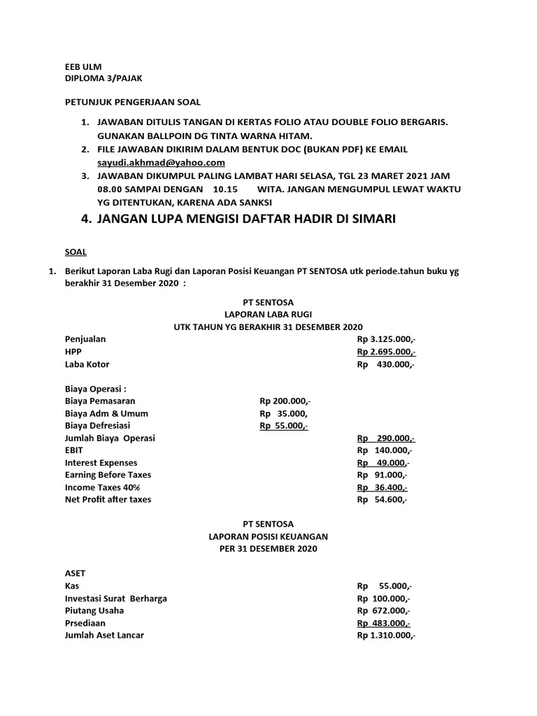 DIPLOMA # PJK SOAL MK | PDF