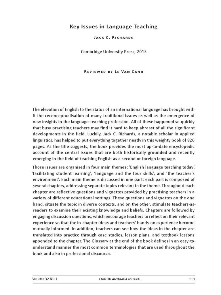 Key Issues in Language Teaching: Jack C. Richards | PDF | Pedagogy ...