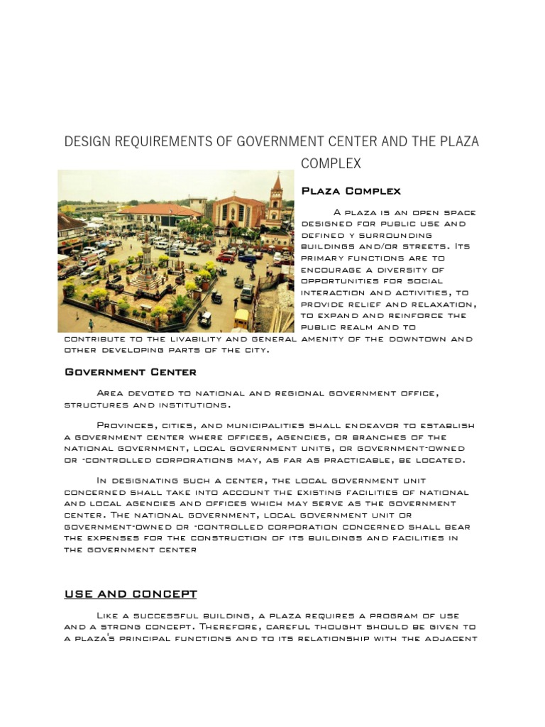 Design Requirements of Government Center and The Plaza Complex Plaza ...
