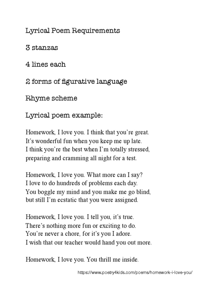Lyrical Poem Requirements | PDF