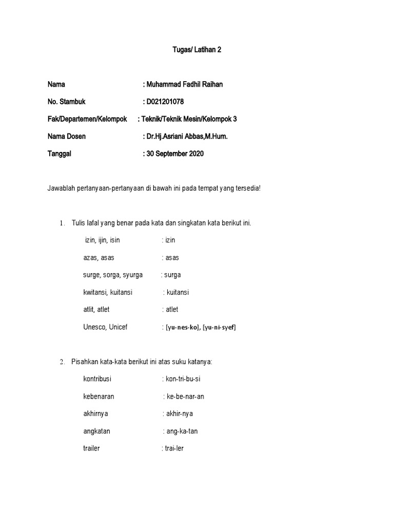 D021201078 - Muhammad Fadhil Raihan - Tugas 2 Bahasa Indonesia | PDF