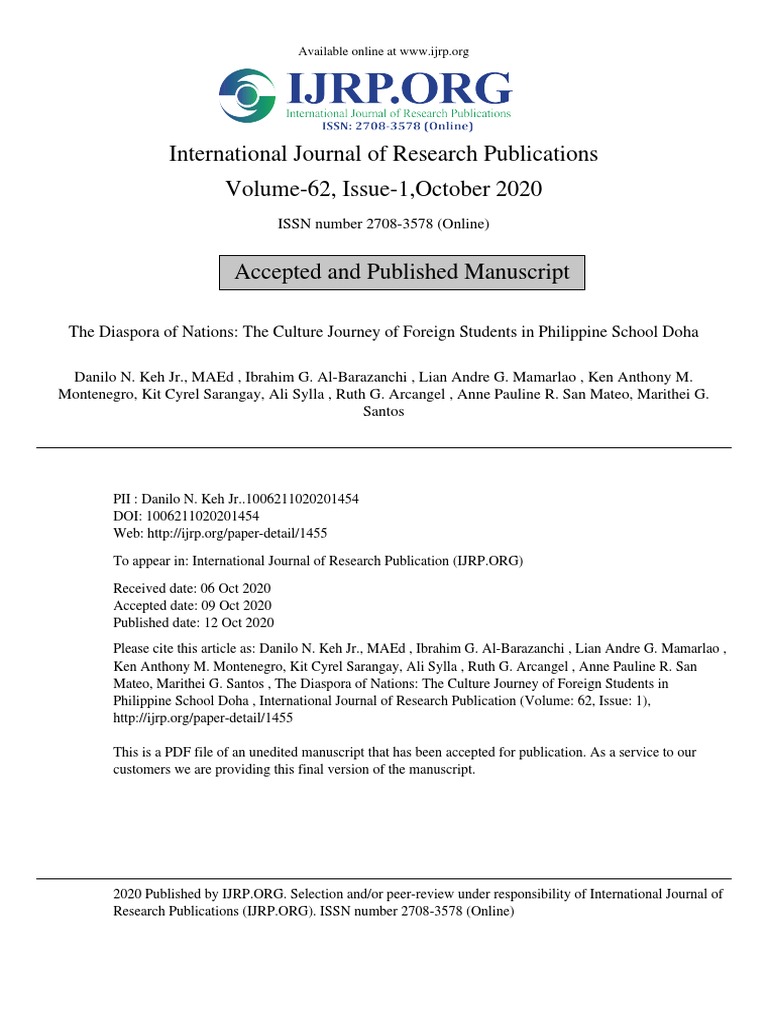 International Journal of Research Publications Volume-62, Issue-1 ...