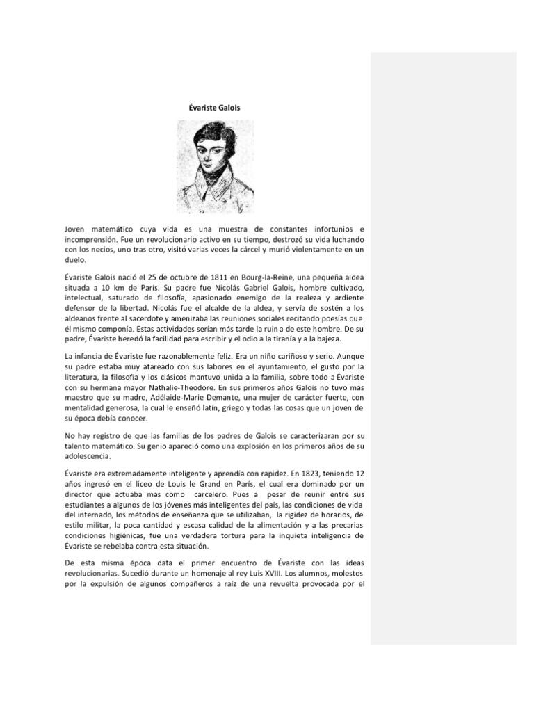 Évariste Galois | PDF | Enseñanza de matemática | Science