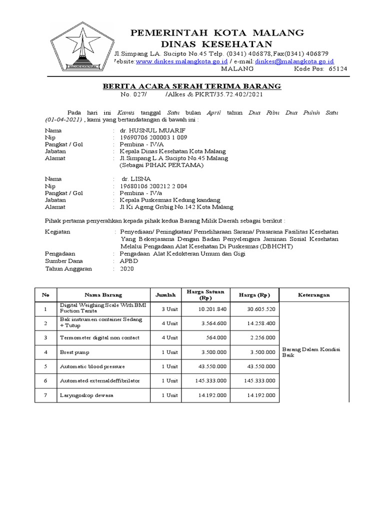 SURAT BAST Puskesmas Alkes 2020 | PDF