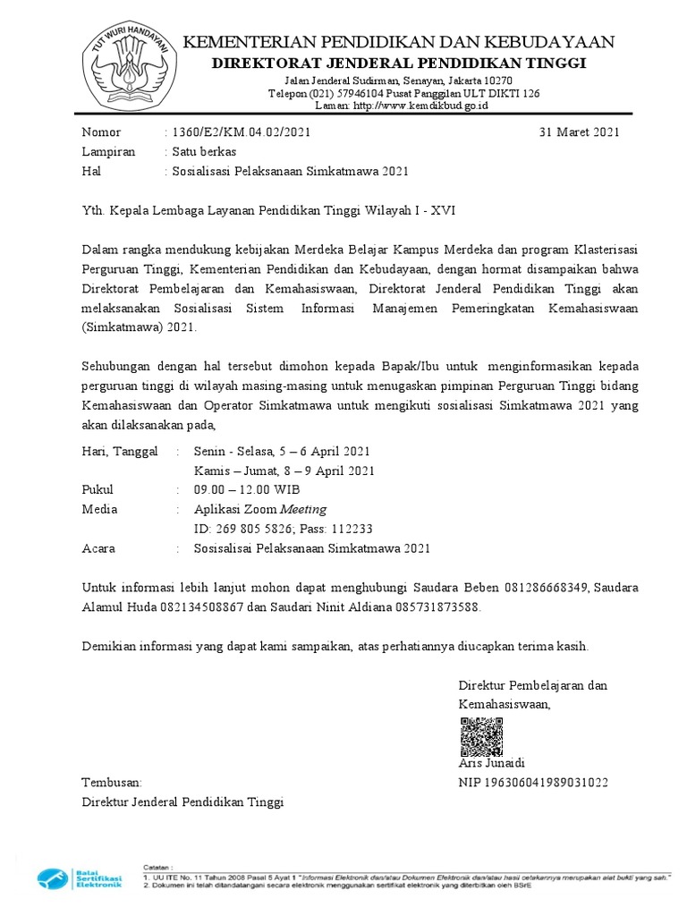 Sosialisasi Simkatmawa Tahun 2021 | PDF