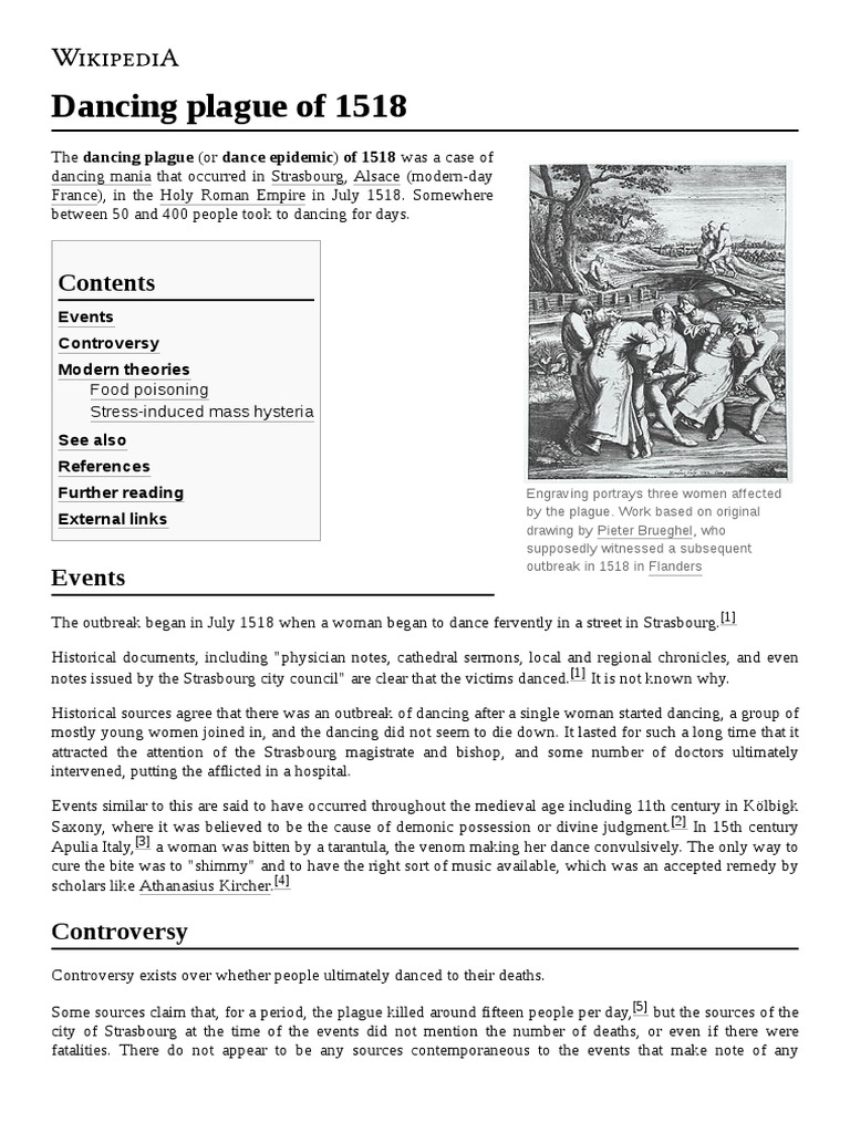 Dancing Plague of 1518: Events Controversy Modern Theories | PDF ...
