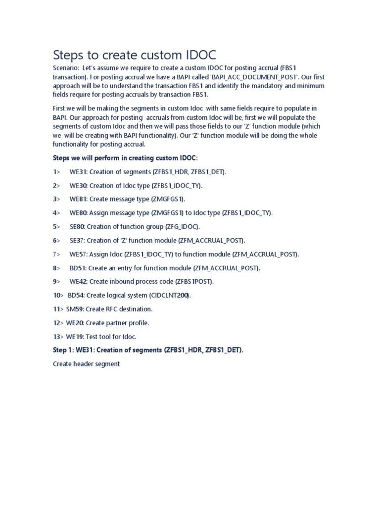 Steps To Create Custom Idoc Pdf Computer Science Computing 7196