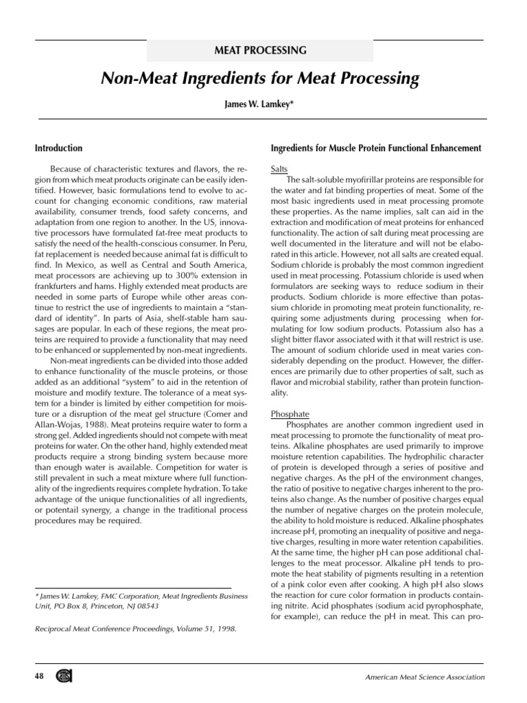 Non-Meat Ingredients For Meat Processing | PDF | Starch | Food Ingredients