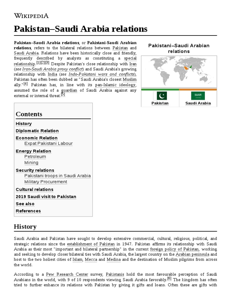 Pakistan-Saudi Arabia Relations | PDF | Pakistan | International Relations