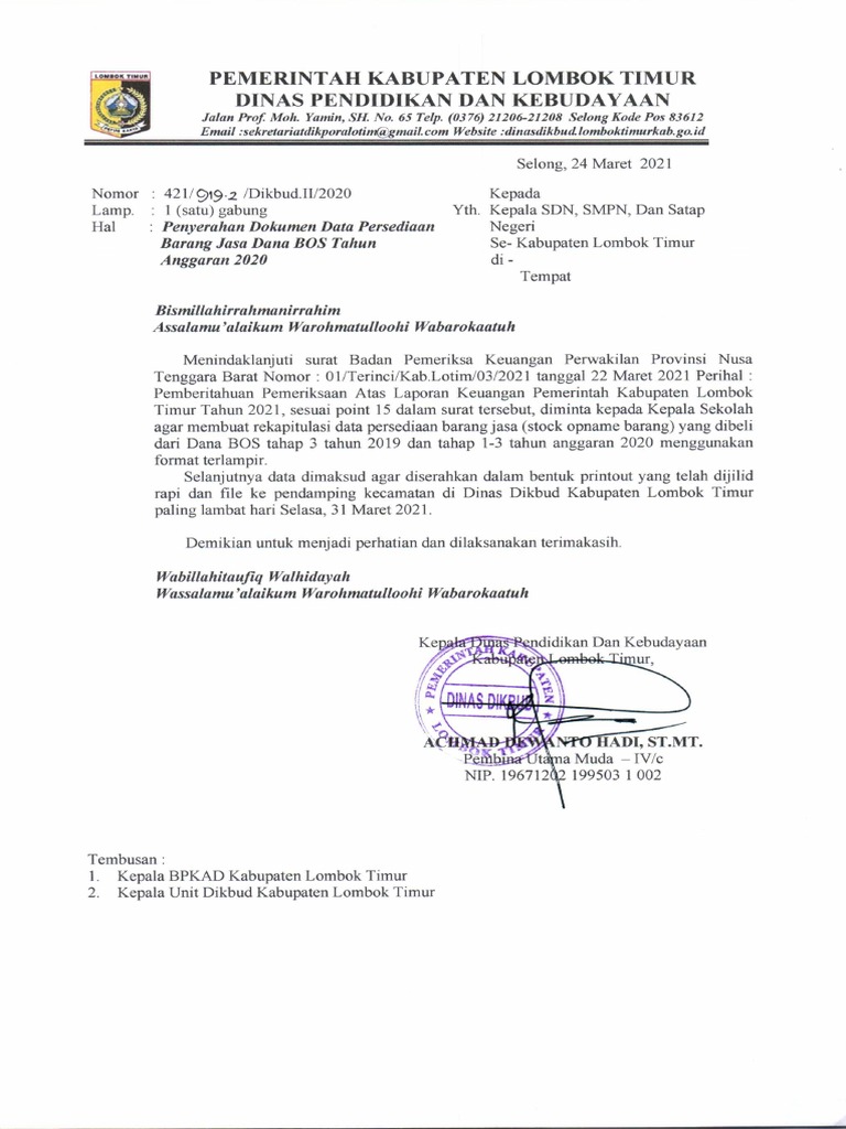 Surat Cair Bos 2021 Dan Stok Opname Barang Jasa | PDF