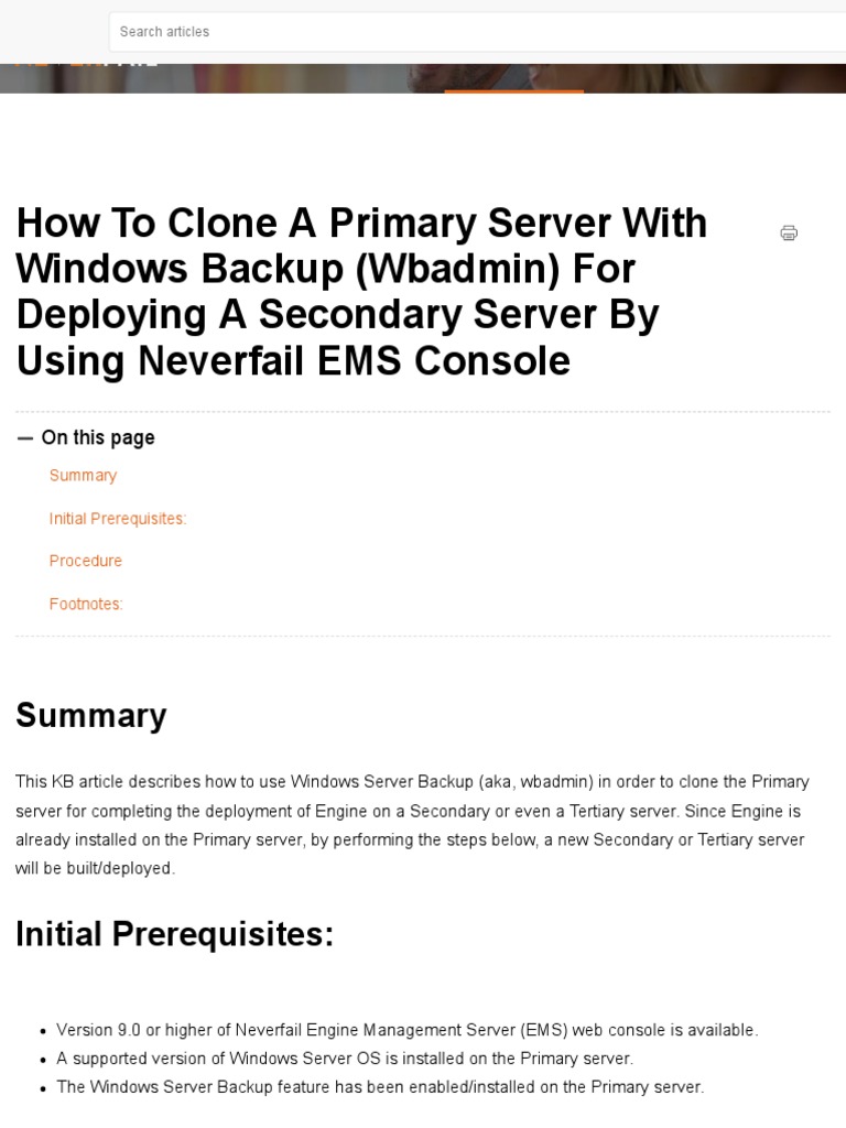 How To Clone A Primary Server With Windows Backup (Wbadmin) For Deploying A Secondary Server by ...
