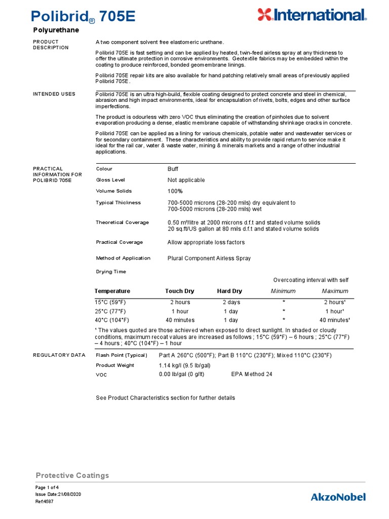 Polibrid 705 Data Sheet | PDF | Volatile Organic Compound | Paint