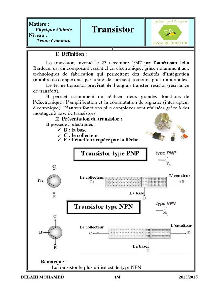 Introduction au Transistor en Électronique | PDF | Transistor ...