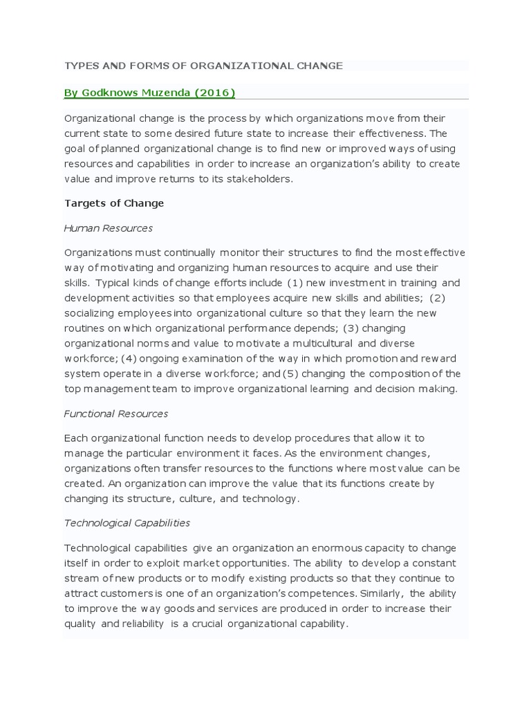 Types and Forms of Organizational Change | PDF | Change Management ...