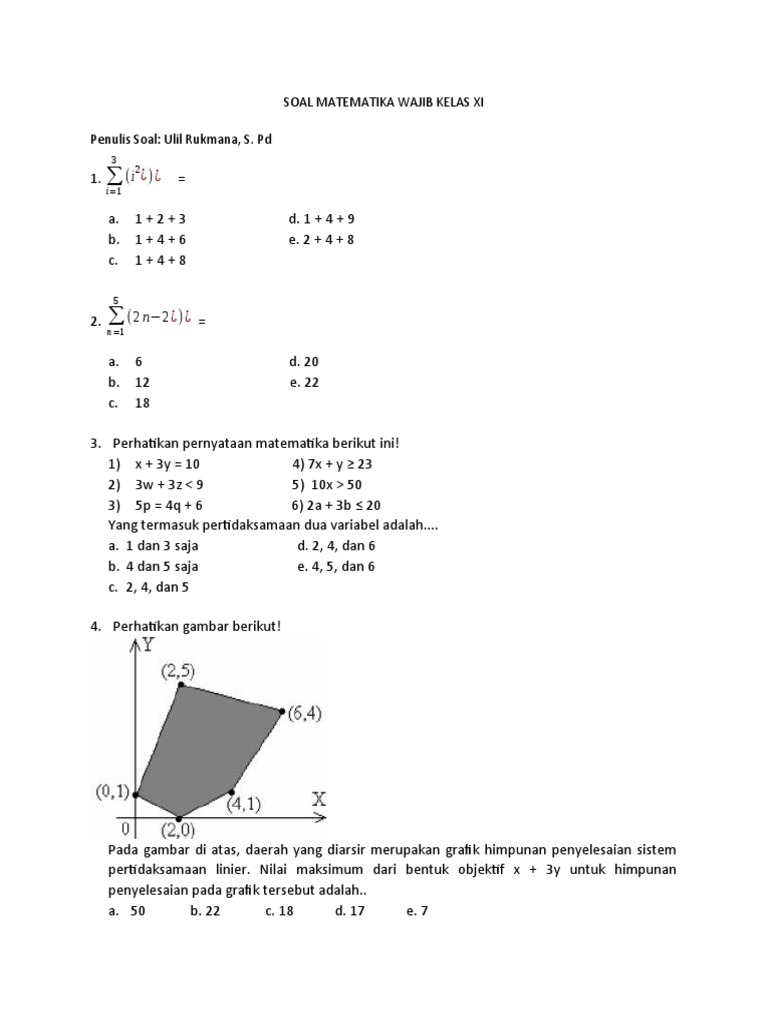 Soal Matematika Wajib Kelas Xi | PDF