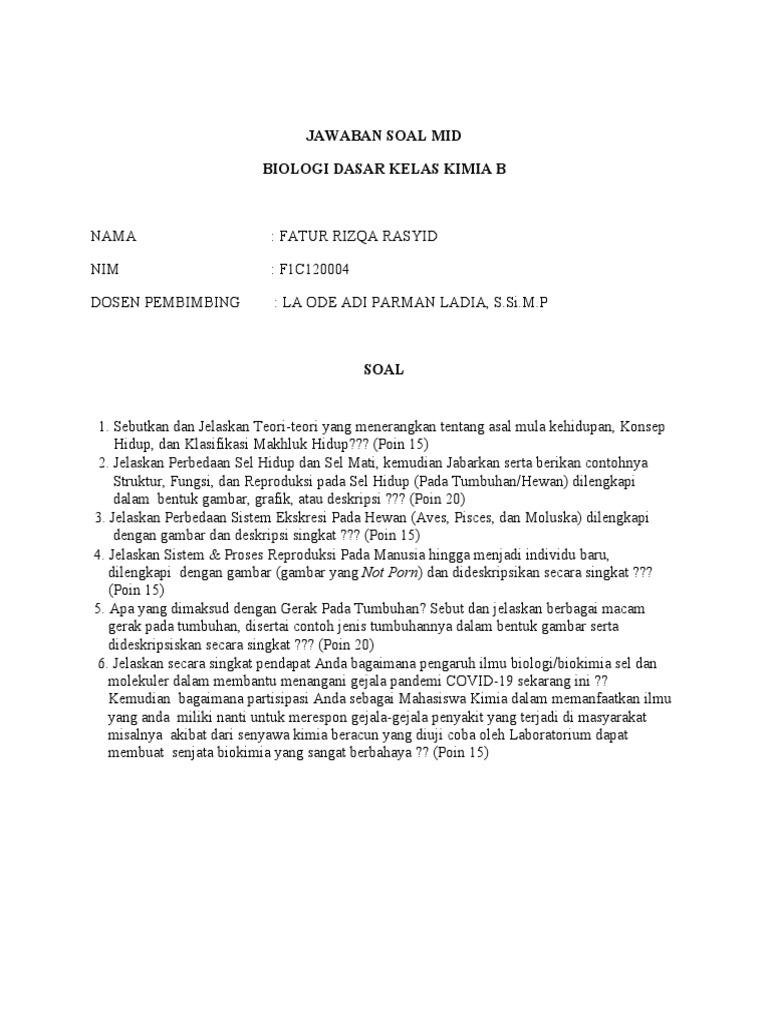 Fathur Rizqa Rasyid-F1c120004-Kimiamipa (B) - 2020 | PDF