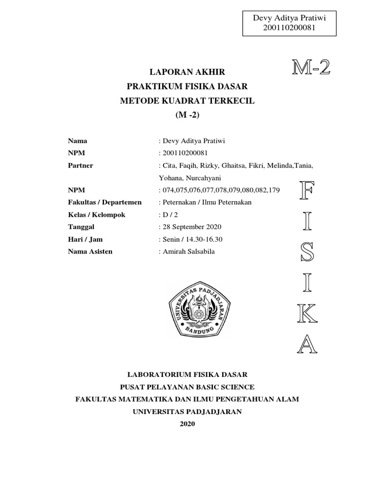 LAPRAK (M-2) - Kel.2 - 200110200081 - Devy Aditya | PDF