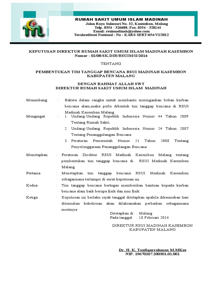 SK Tim Tanggap Darurat Bencana | PDF
