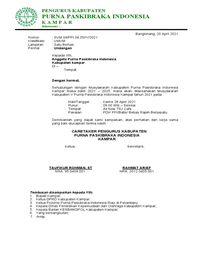 Undangan Musyawarah Purna Paskibraka | PDF