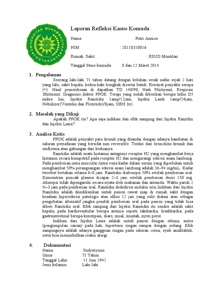 Laporan Refleksi Kasus Komuda @RSUD Muntilan | PDF