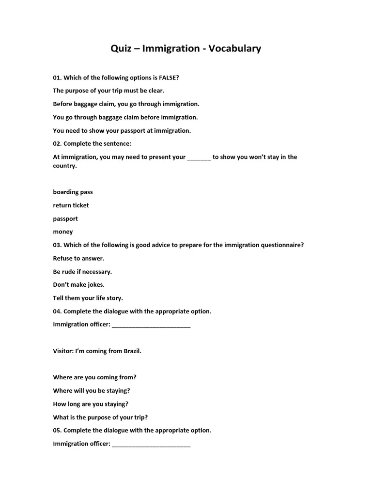 005 - Vocabulary - Immigration | PDF | Cultural Globalization ...