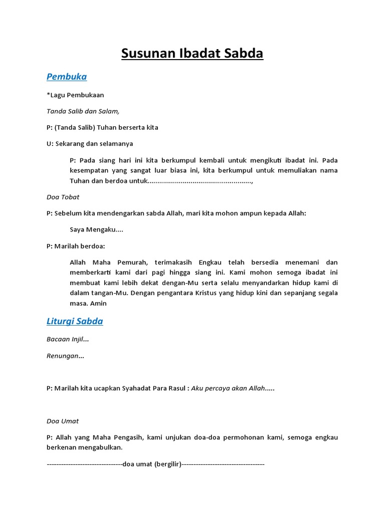Tata Cara Ibadat Sabda Katolik | PDF