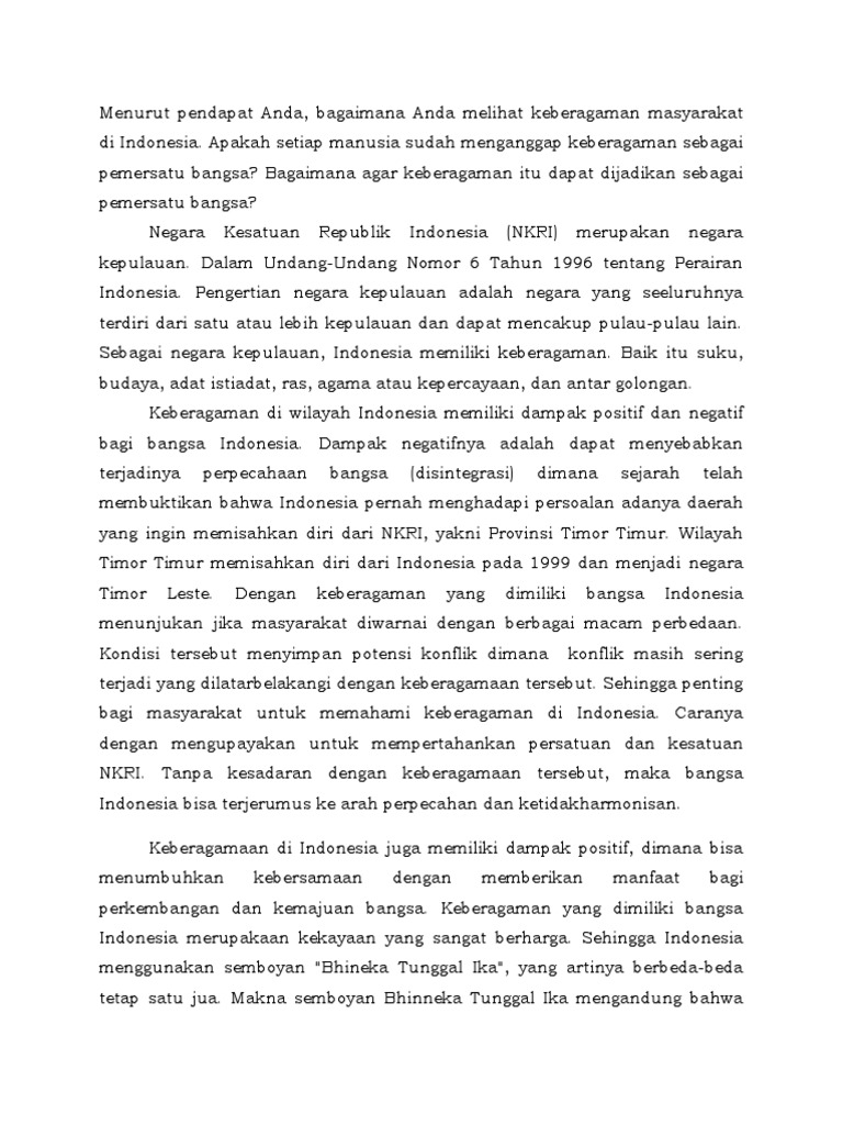 Keberagaman: Pemersatu Bangsa | PDF