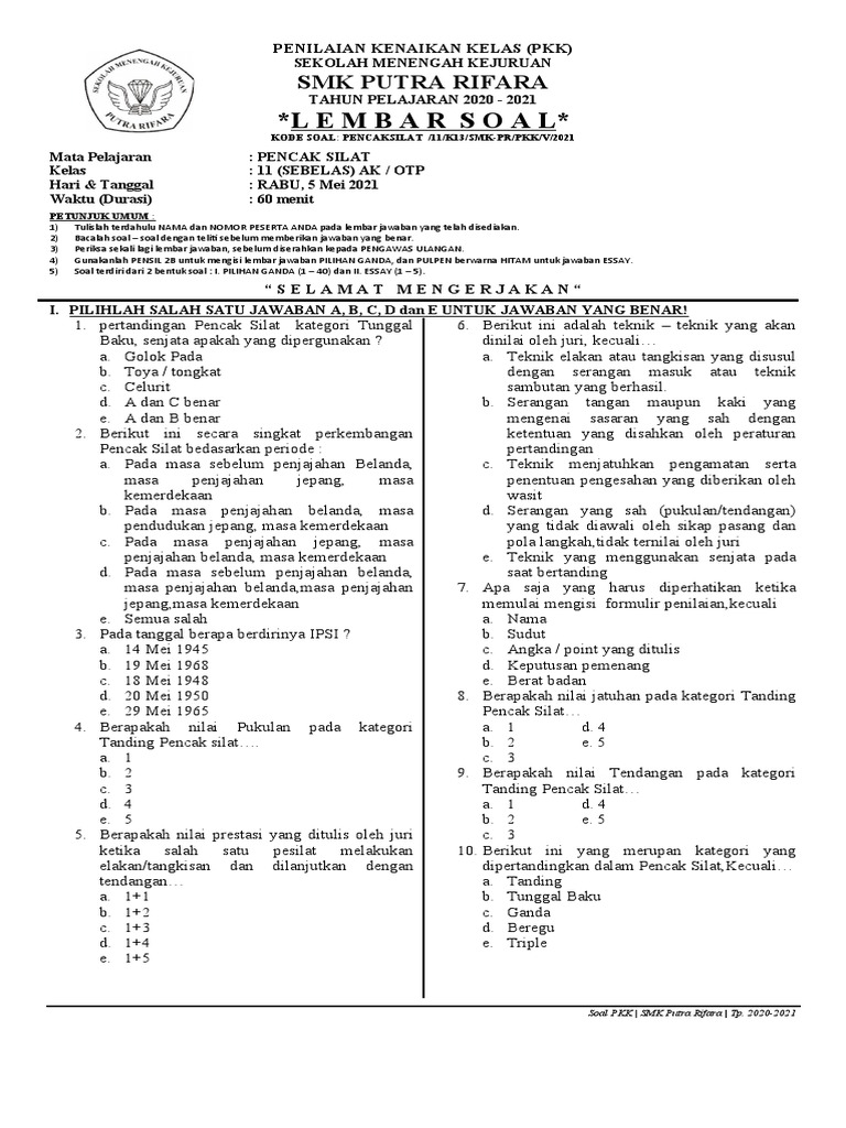 Kelas 11 Soal PKK 2021 New | PDF