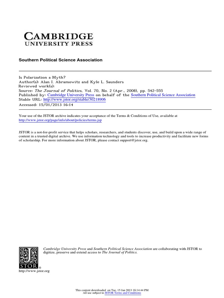 Alan Abramowitz & Kyle Saunders - Is Polarization A Myth | PDF ...