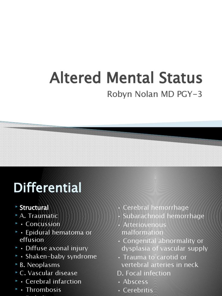 Altered Mental Status Pdf Influenza Thrombosis