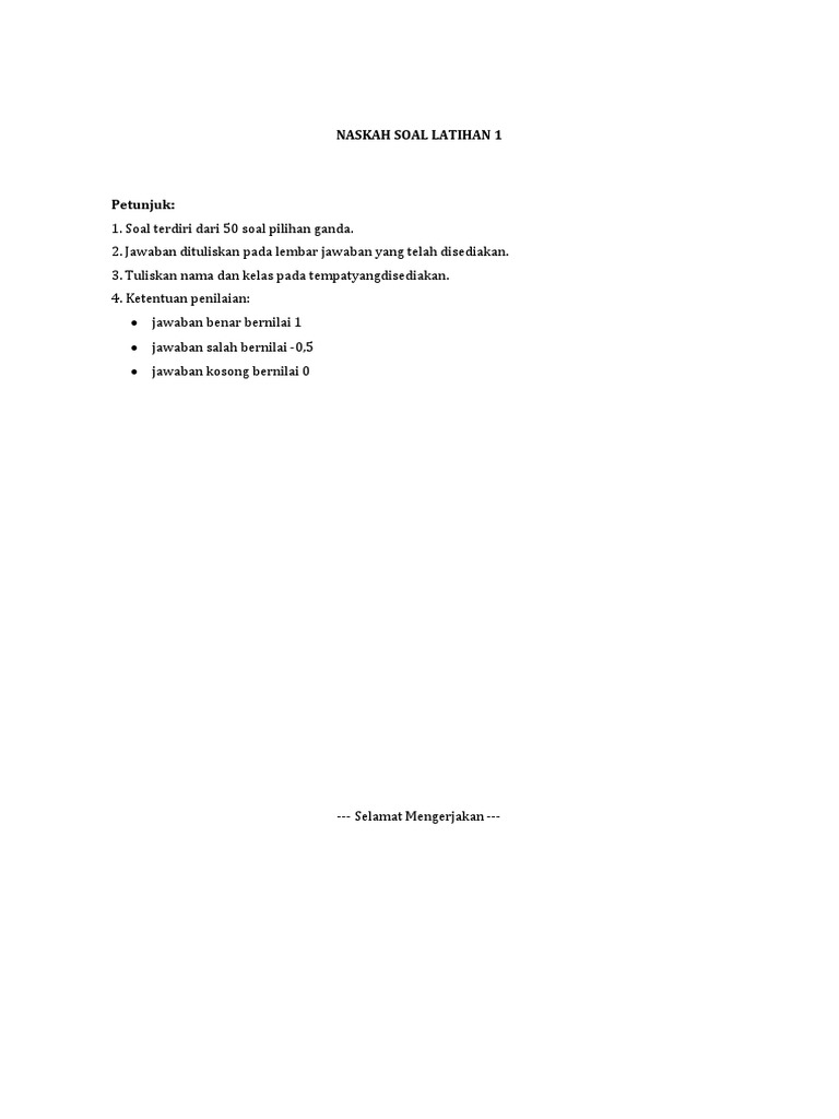 1050 - Naskah Soal Latihan 1 | PDF | Ilmu Sosial | Teknologi & Rekayasa