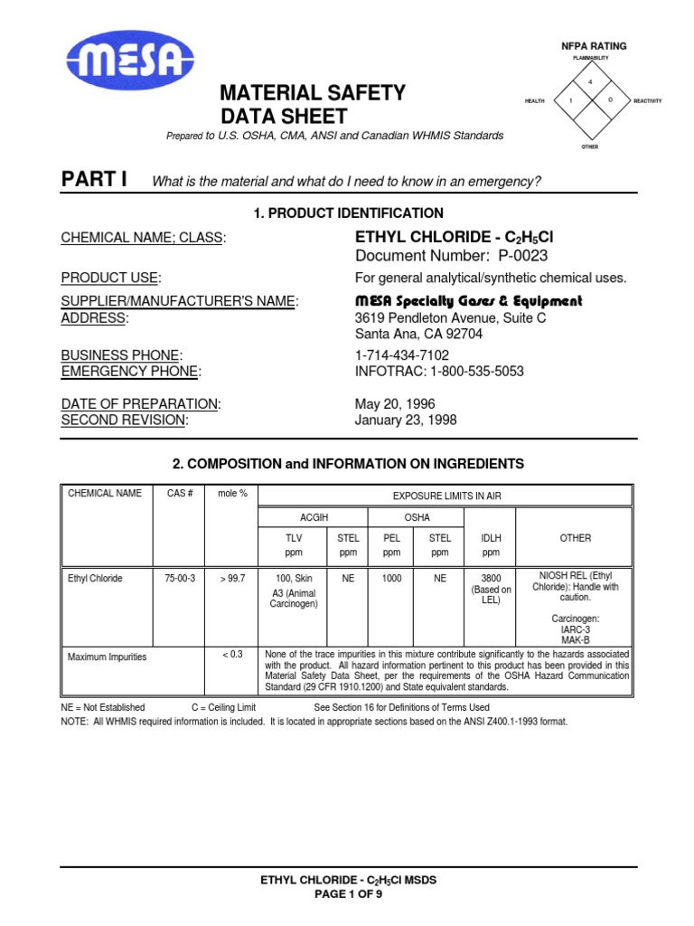 Material Safety: Data Sheet | PDF | Firefighting | Dangerous Goods