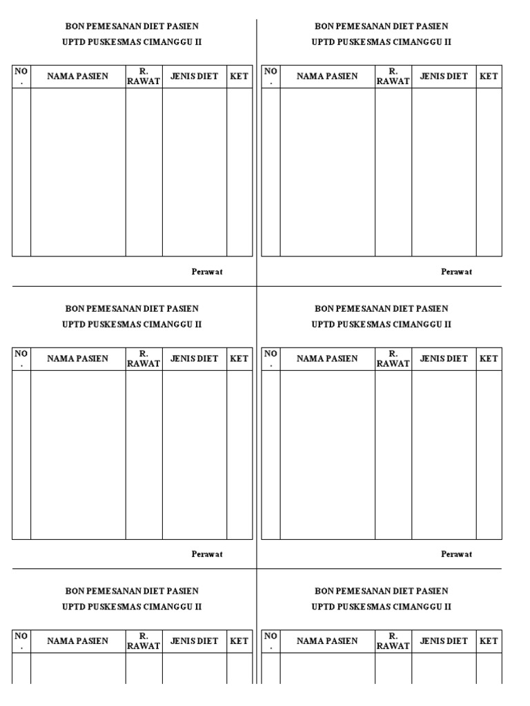 Bon Pemesanan Diet | PDF