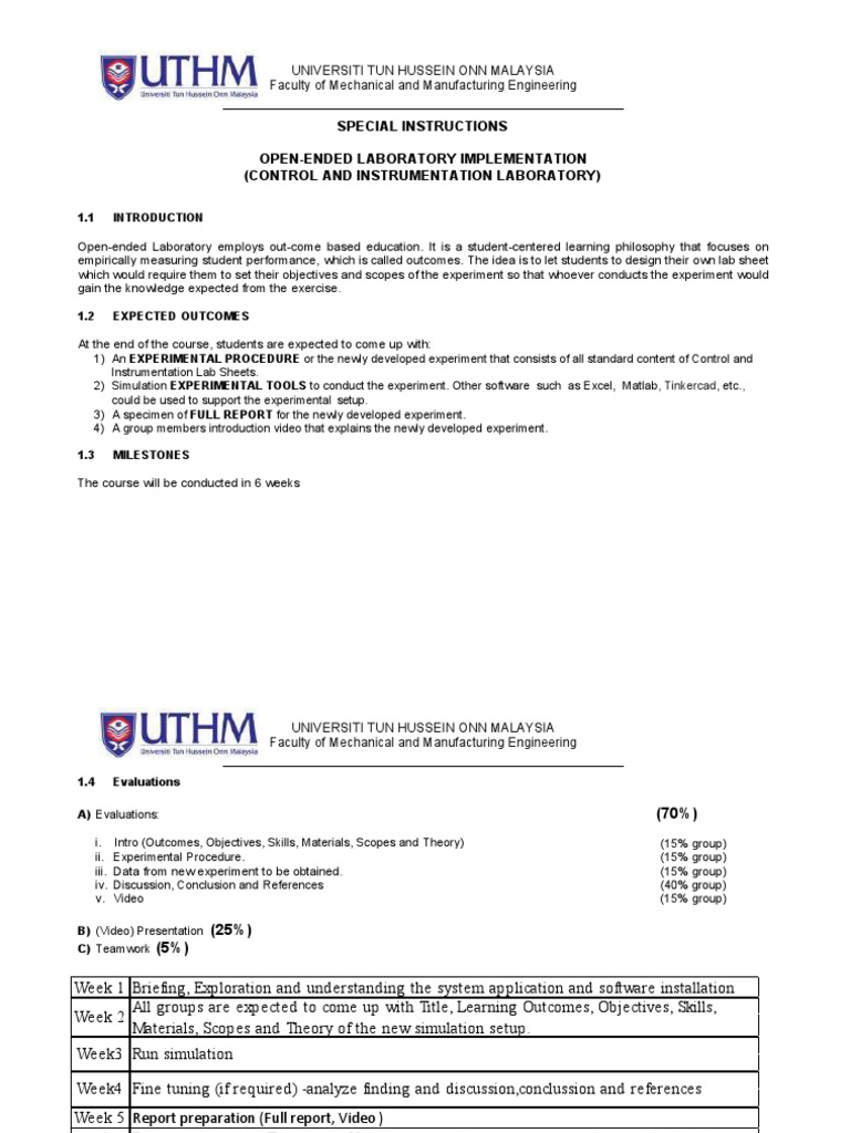 Instruction Open Ended Lab | PDF | Experiment | Laboratories