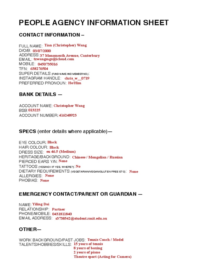 People Agency Information Sheet | PDF
