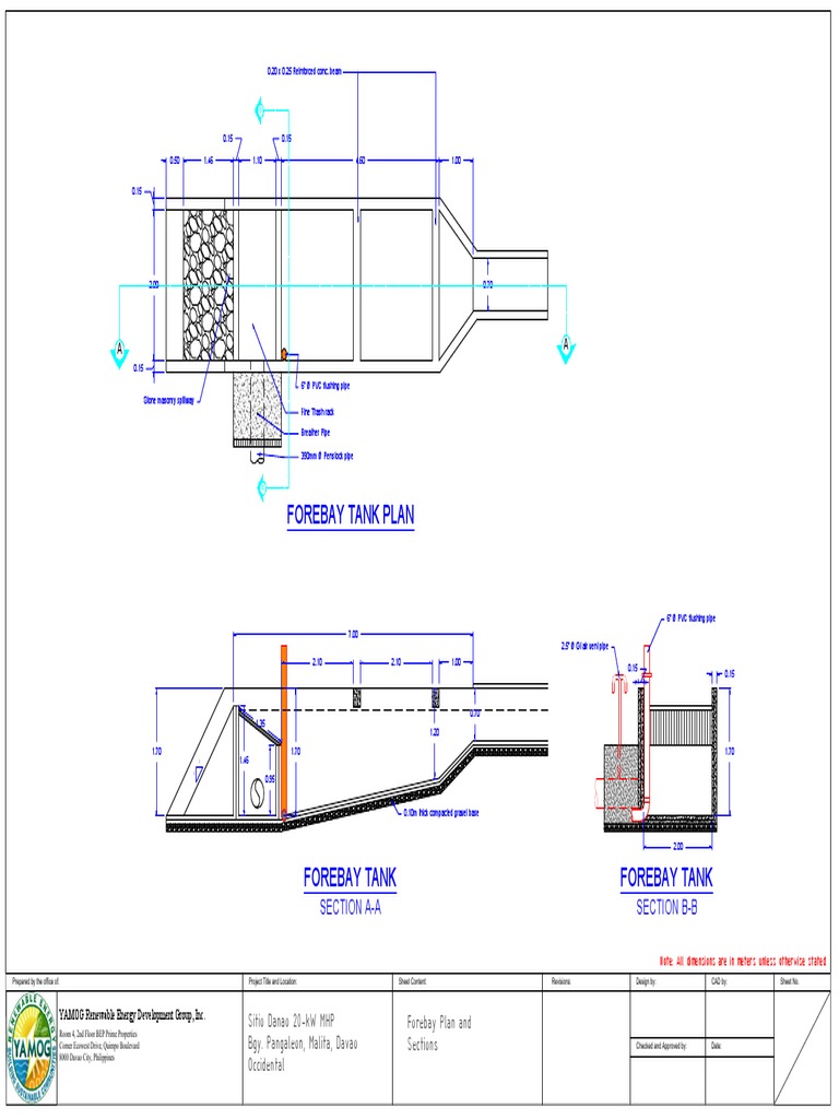 Forebay Tank Plan: Section A-A Section B-B | PDF | Building ...