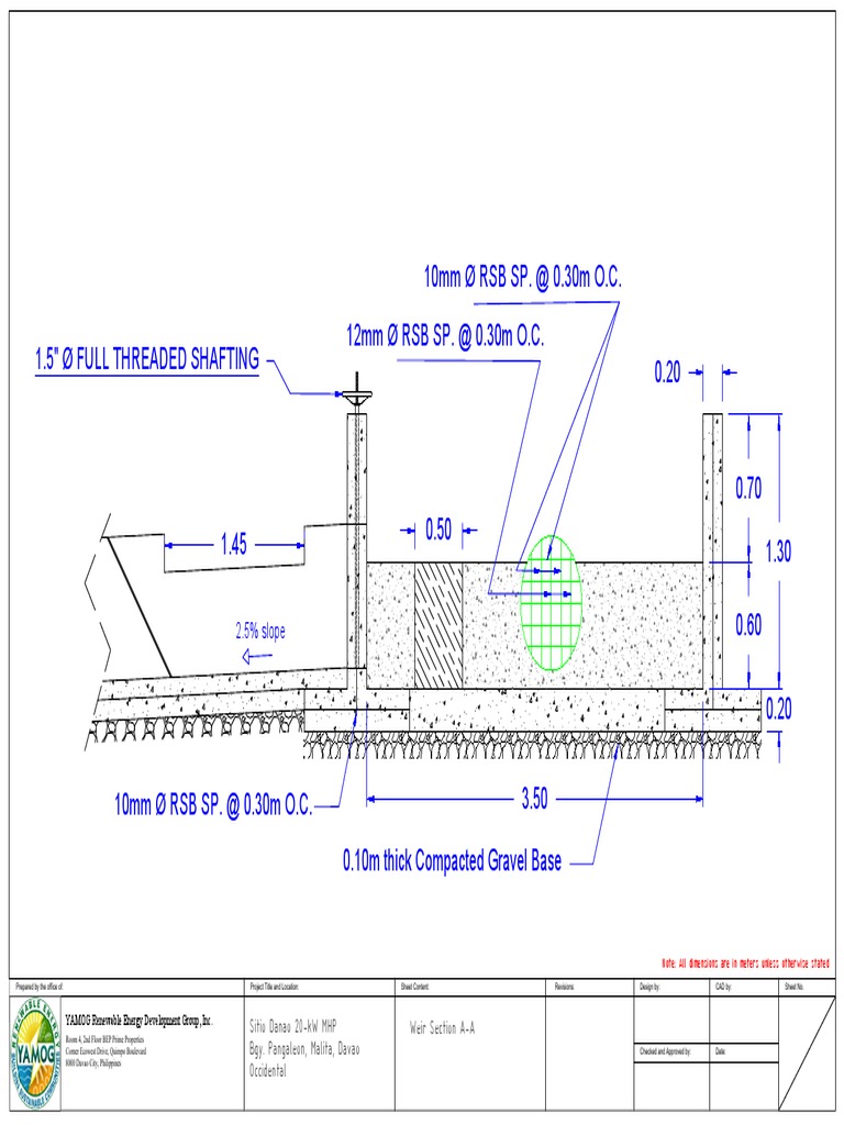 10mm Ø RSB SP. at 0.30m O.C. 12mm Ø RSB SP. at 0.30m O.C.: 2.5% Slope ...
