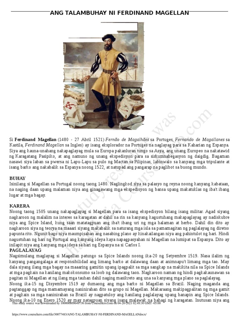 Ang Talambuhay Ni Ferdinand Magellan | PDF