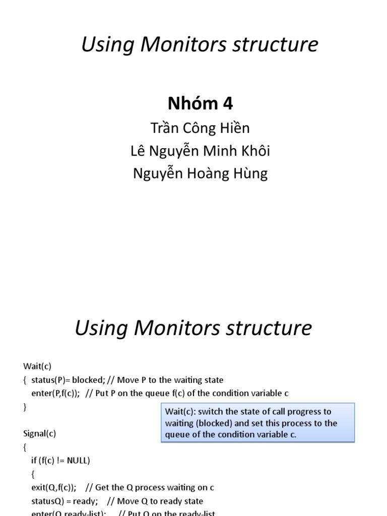 Using Monitors Structure | PDF | Concurrent Computing | Computer Architecture