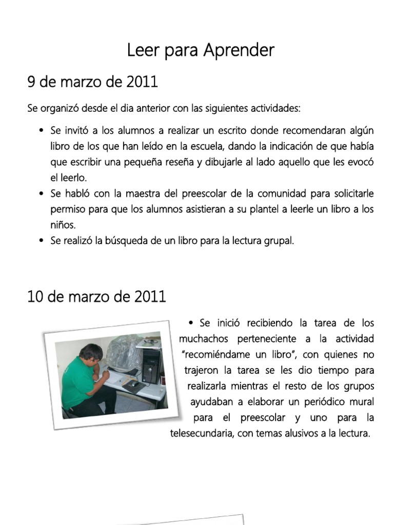 Actividades de Fomento a la Lectura | PDF | Educación de la primera ...