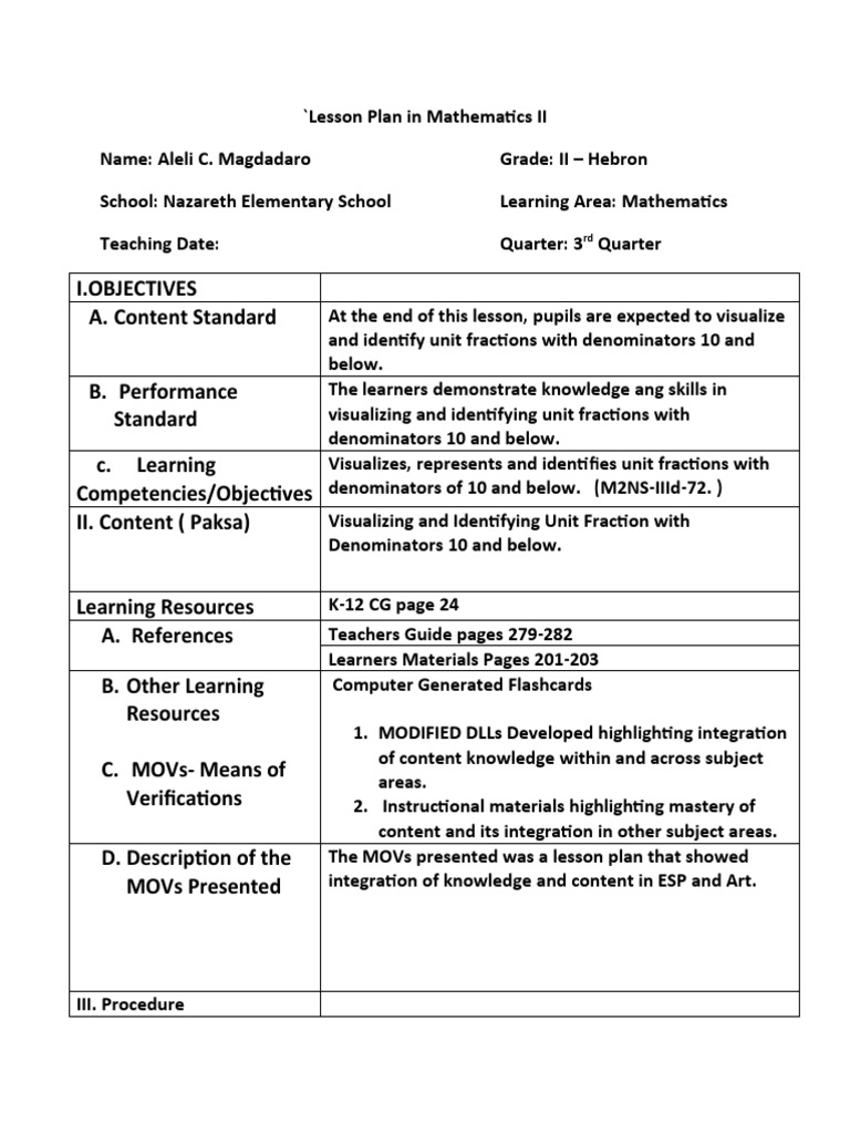 Lesson Plan in Math 2 | PDF | Lesson Plan | Pedagogy