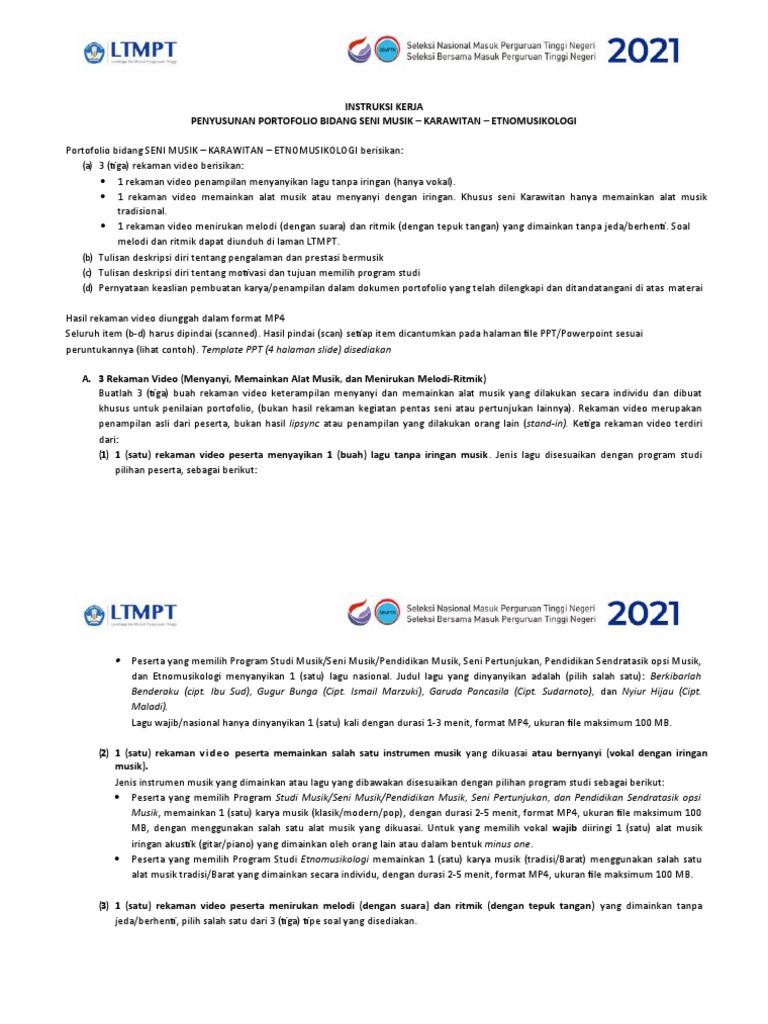 Panduan Portofolio Musik & Karawitan | PDF | Seni
