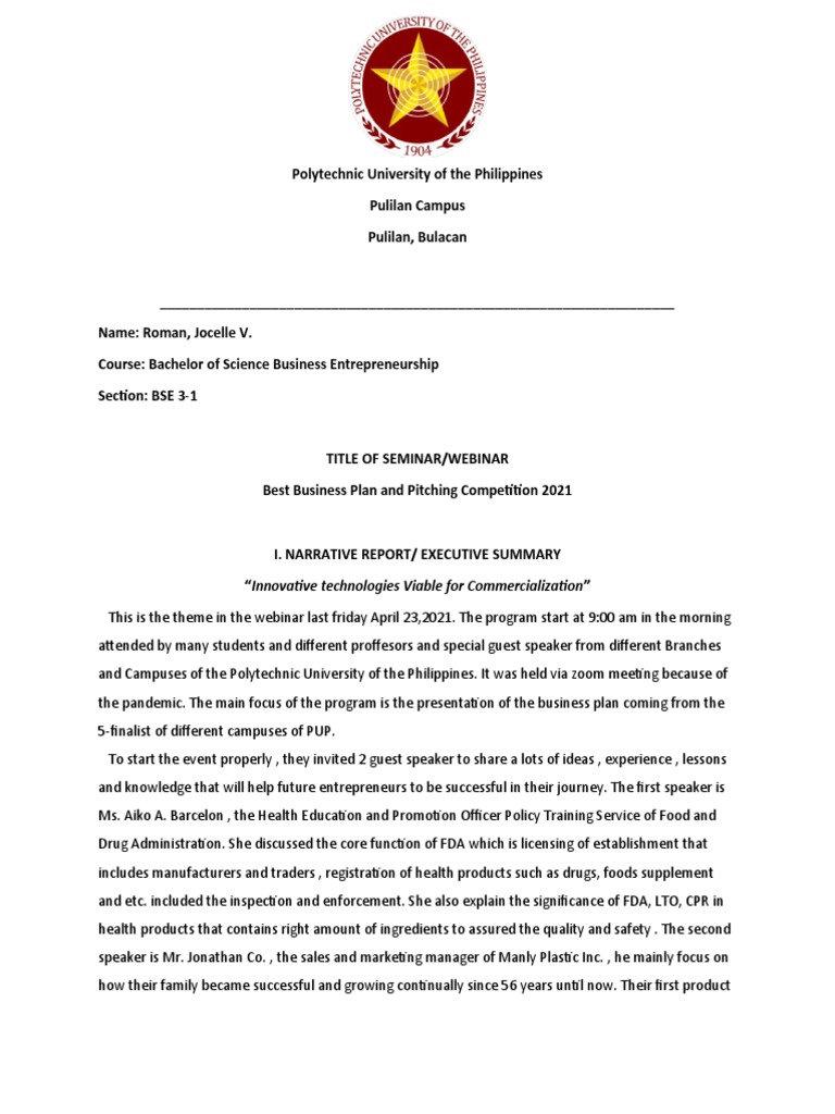 BPP - Roman - Jocelle - Narrative Report #2 | PDF | Food And Drug ...