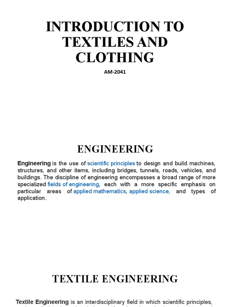 Introduction To Textiles and Clothing | PDF